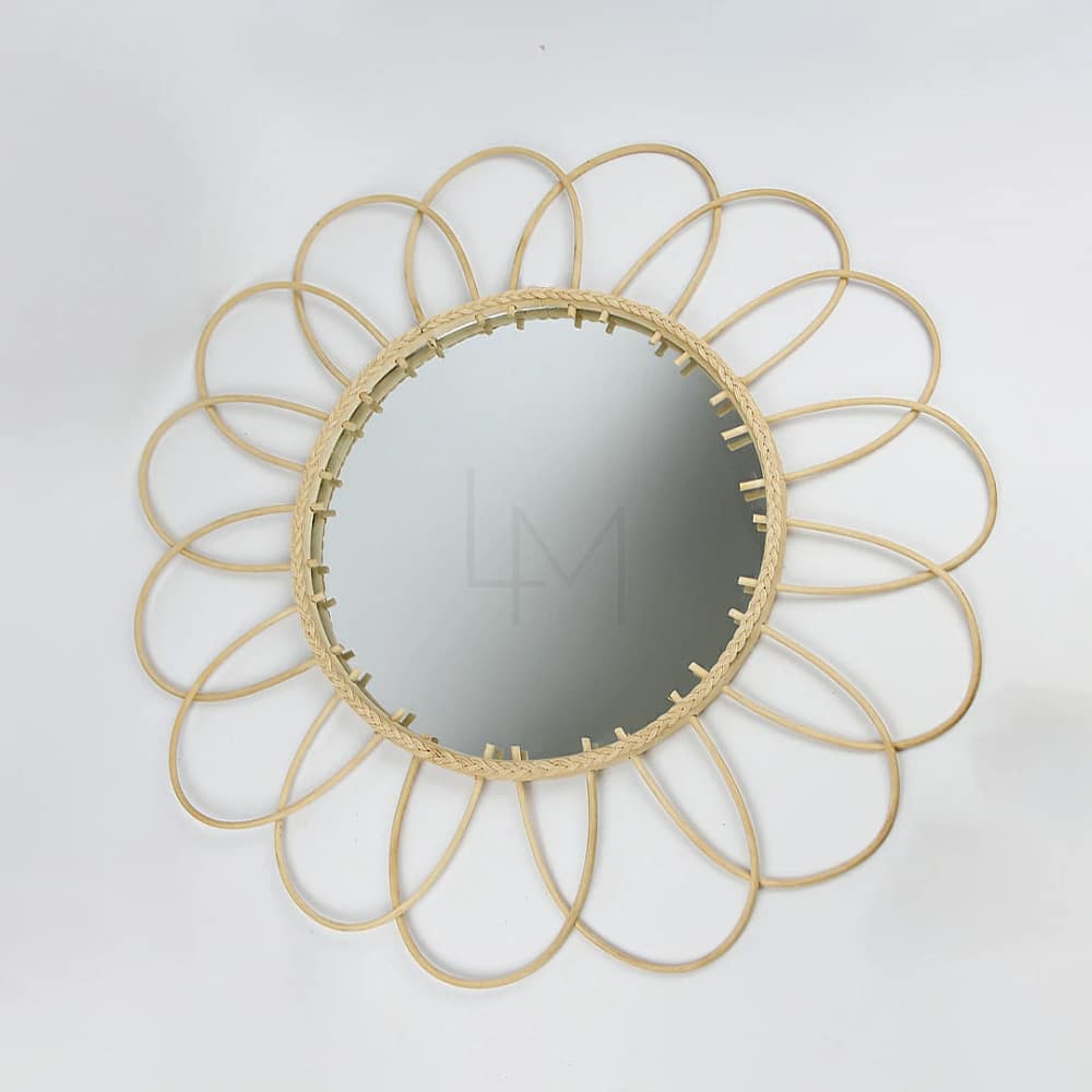 Round Flower Rattan Mirror – lumieresmed